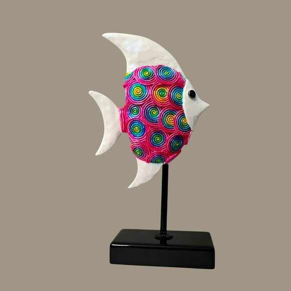 Hand Crafted | Art | Hand Crafted Fish Sculpture With Colorful Swirl ...